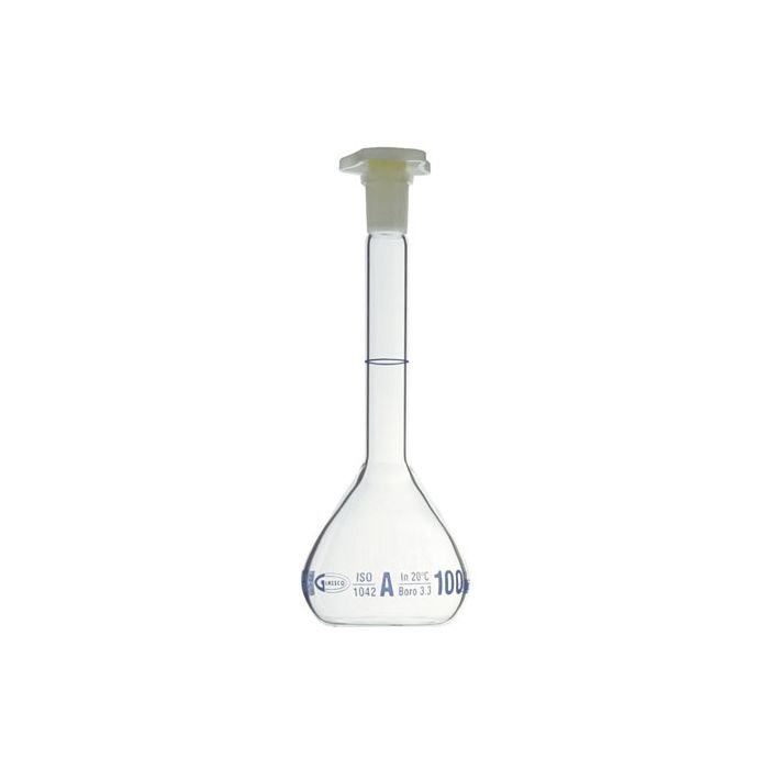 Volumetric flask class A with individual certificate and QR code GLASSCO