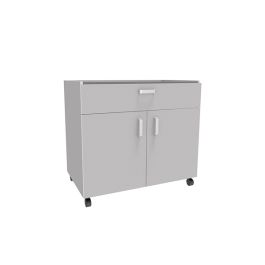 Auxiliar laboratory cabinet with wheels one drawer and two doors